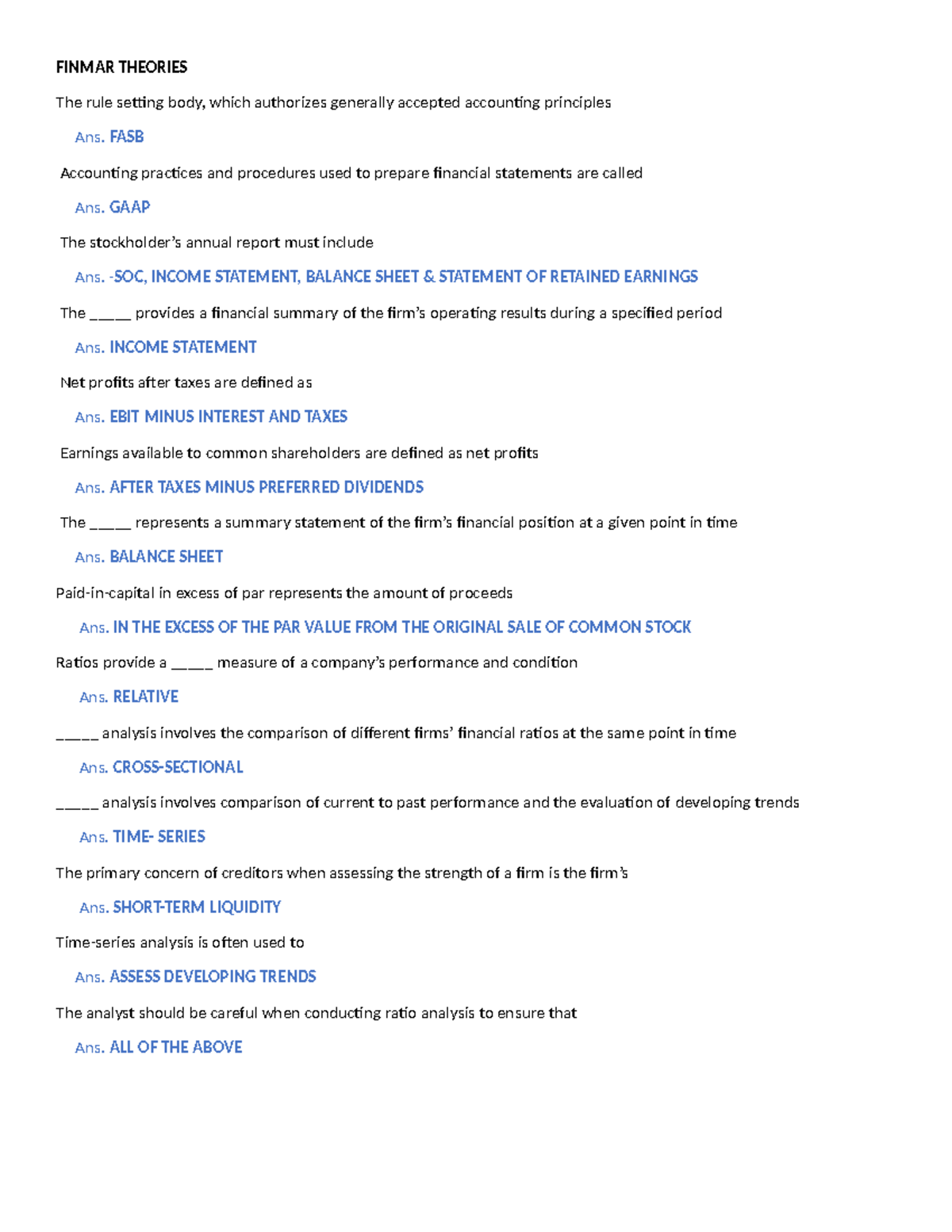 Finmar Theories - FINMAR THEORIES The rule setting body, which ...