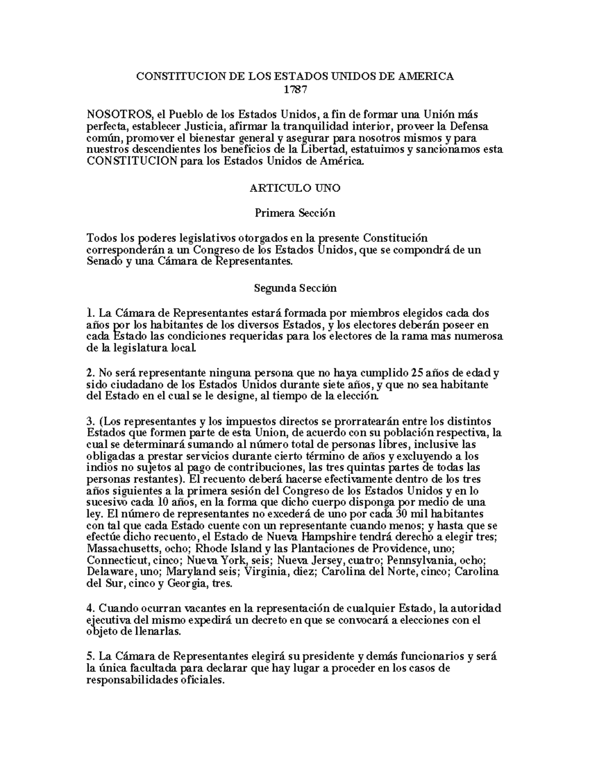 Constitucion DE LOS Estados Unidos DE America 1787 - CONSTITUCION DE ...