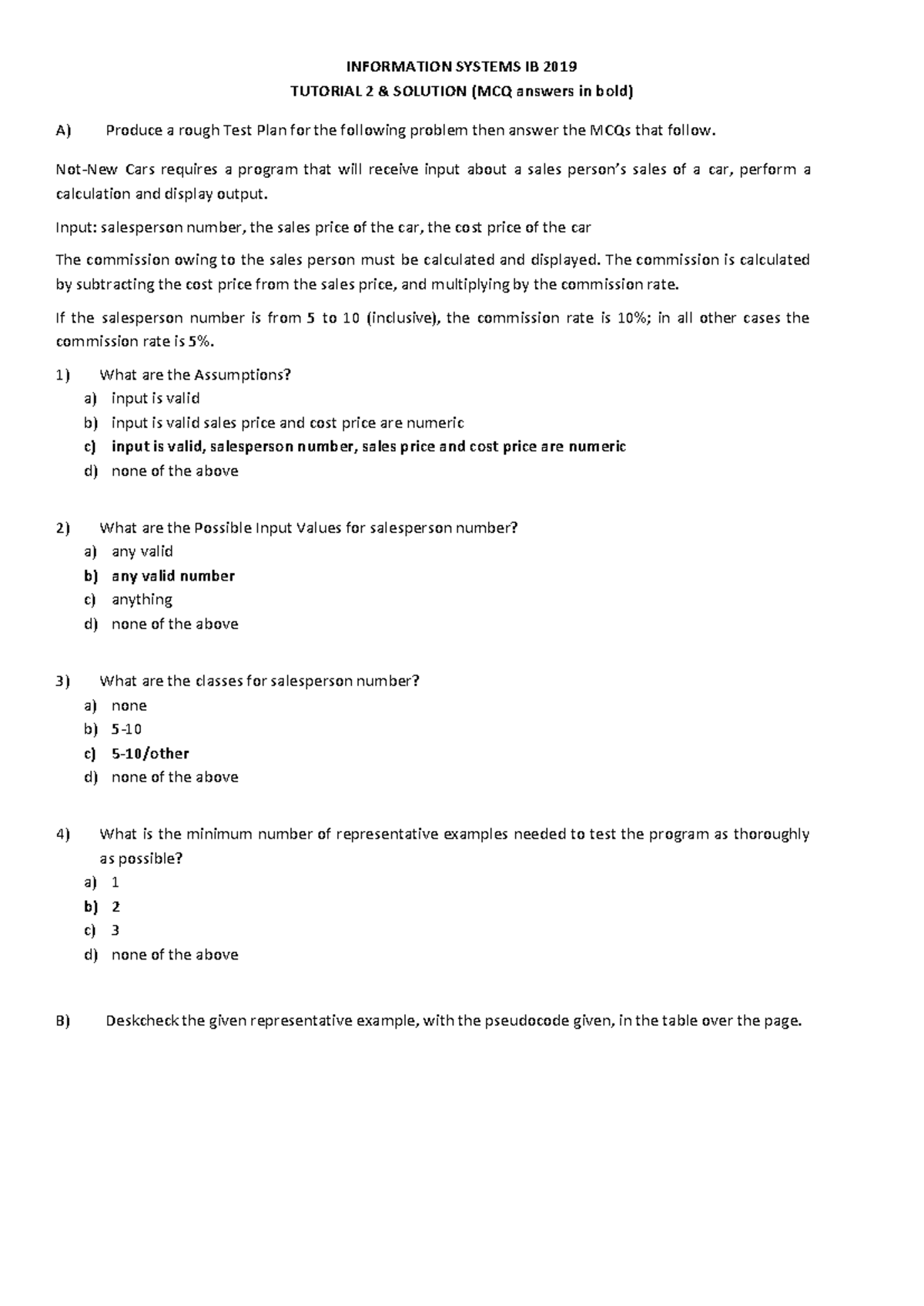 ISIB 2019 Tutorial 2 solution - INFORMATION SYSTEMS IB 2019 TUTORIAL 2 ...