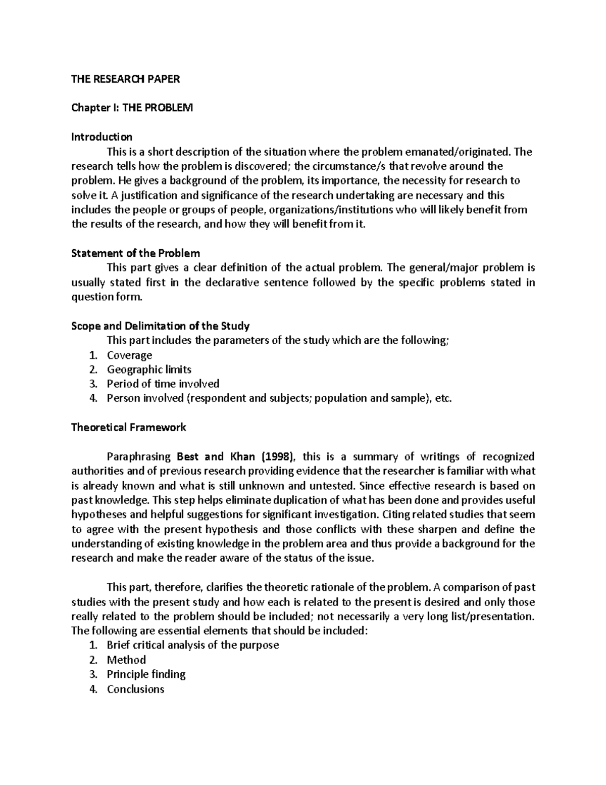 THE Research Paper - None - THE RESEARCH PAPER Chapter I: THE PROBLEM ...