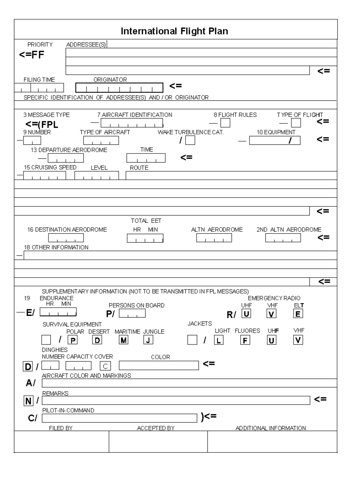 International Flight Plan ICAO template - International Flight Plan ...