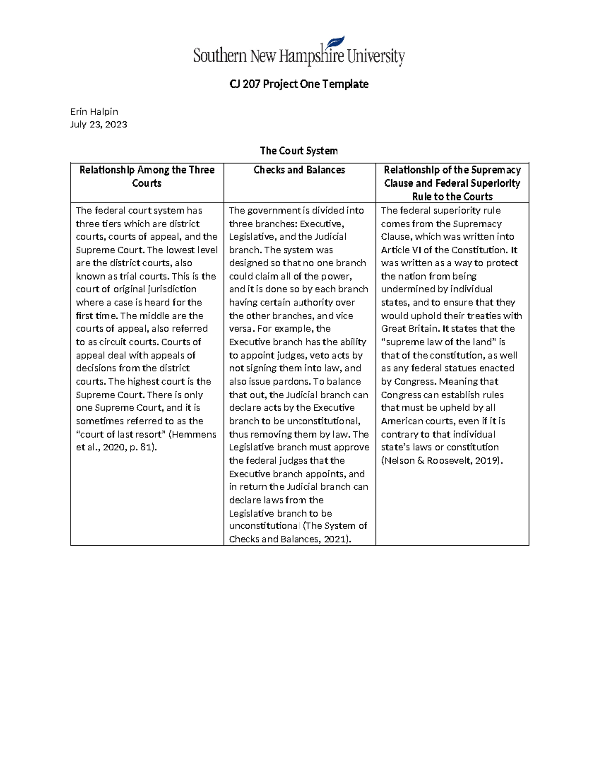 CJ 207 Project One - Assignement - CJ 207 Project One Template Erin ...