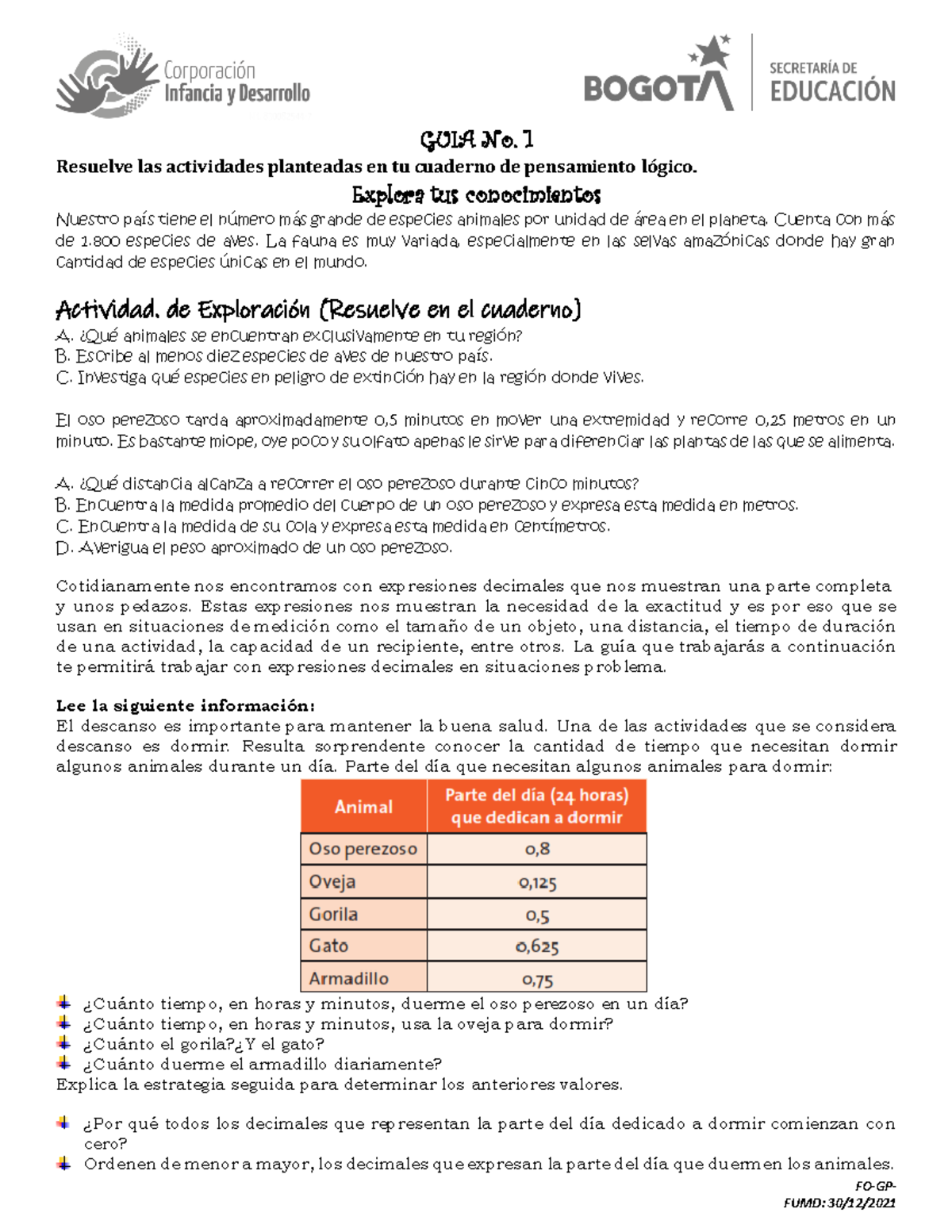 GUÍA 1 Lógico C3 - Planeación logico - FO-GP- GUIA No. 1 Resuelve las ...