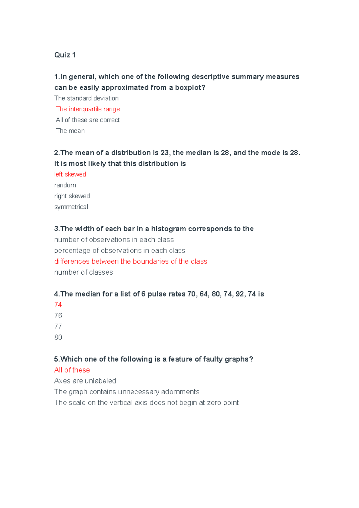 Bus stat question base - Quiz 1 1 general, which one of the following ...