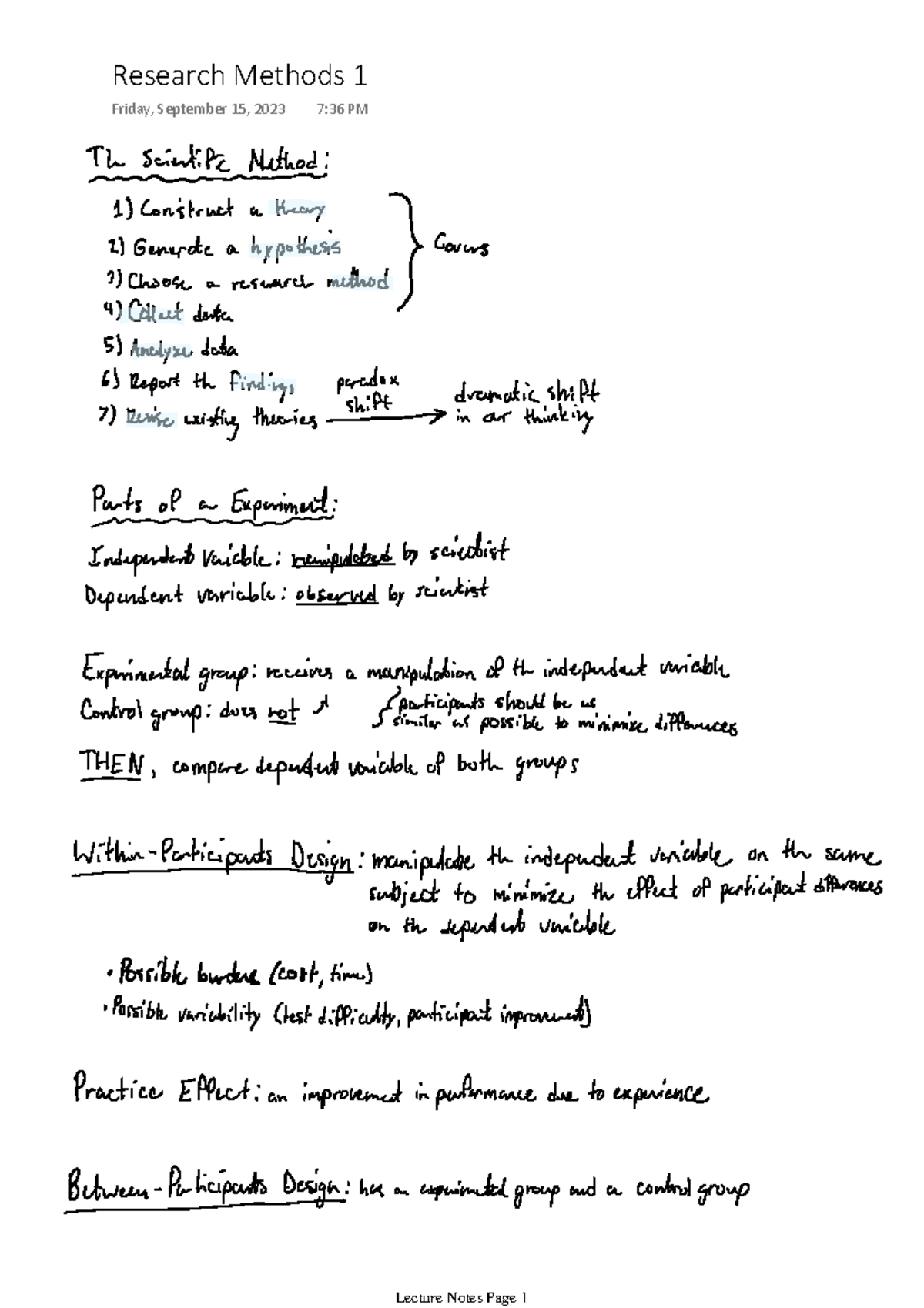 Research Methods 1 - Web module notes - PSYCH 1X03 - Research Methods 1 ...