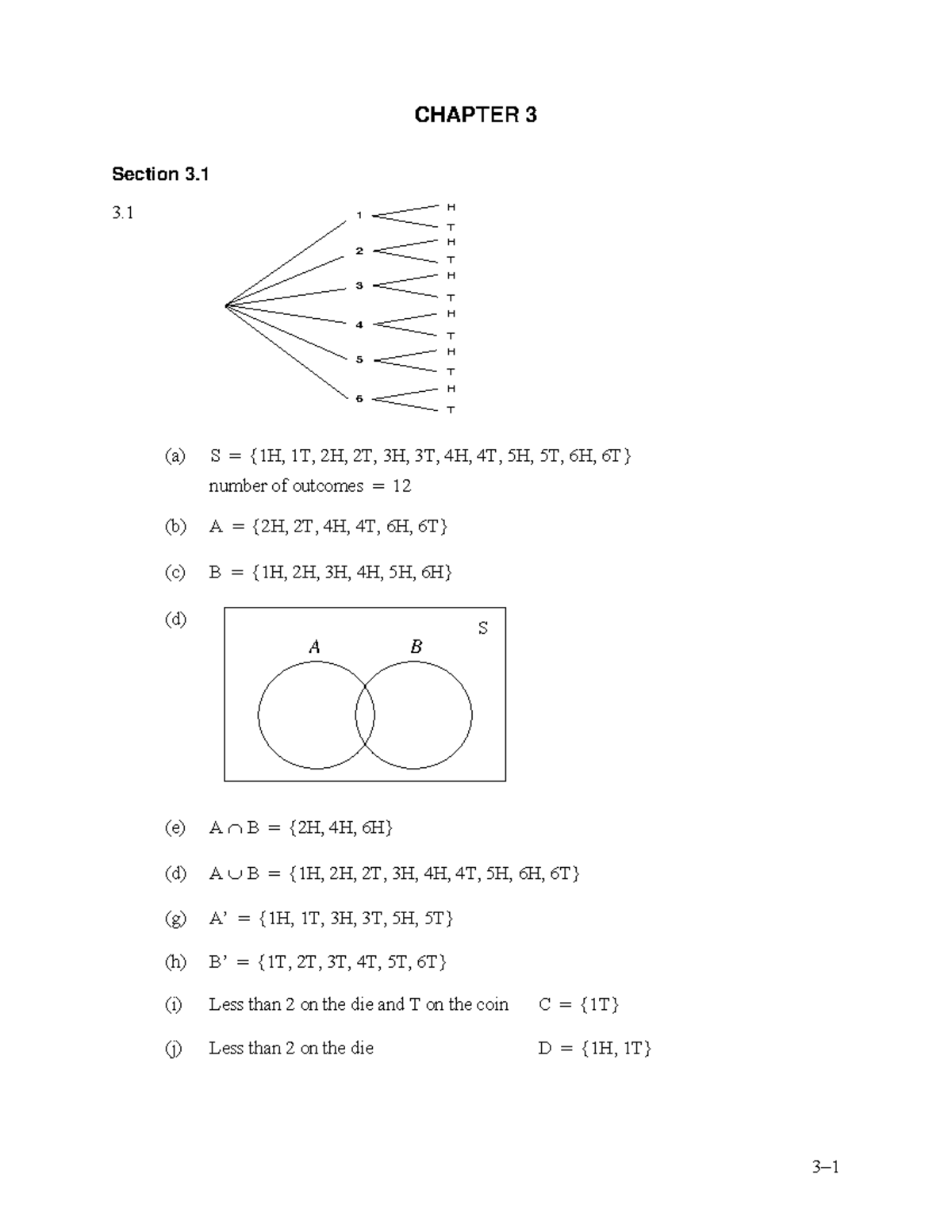 Tutorial work - solutions chapter 3 - CHAPTER 3 Section 3. 3. (a) S ...
