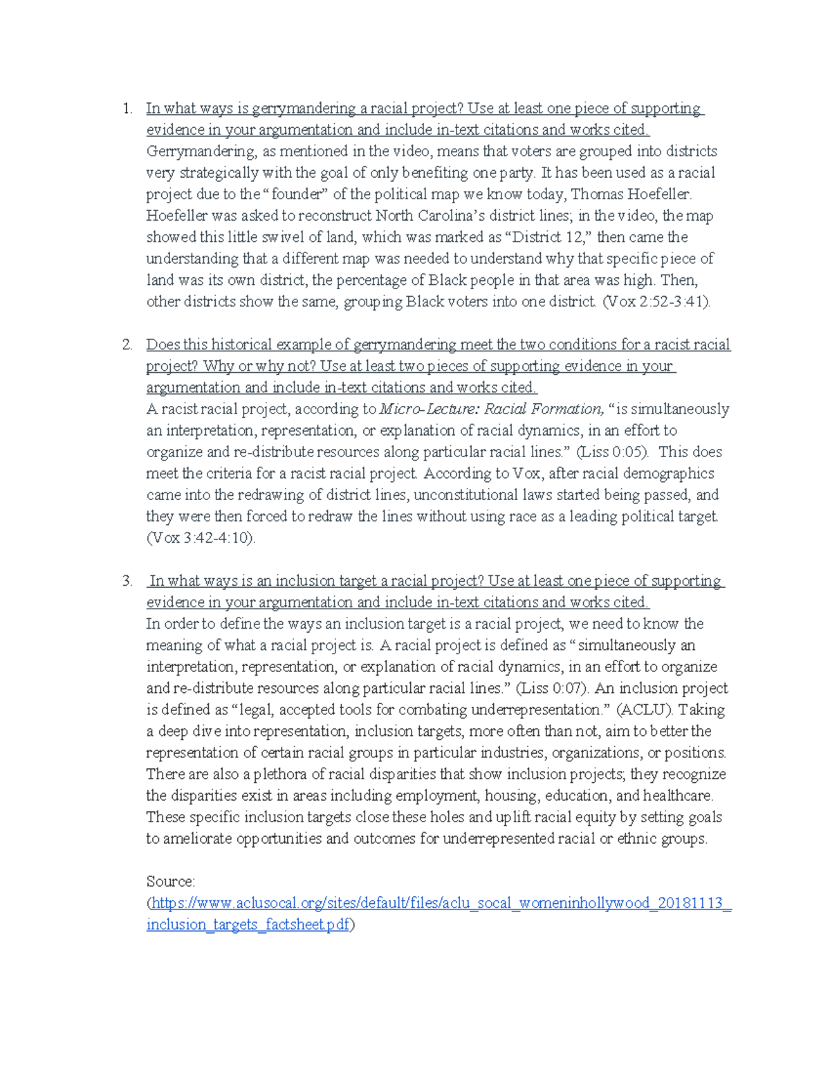 Sociology 3 - lll - In what ways is gerrymandering a racial project ...