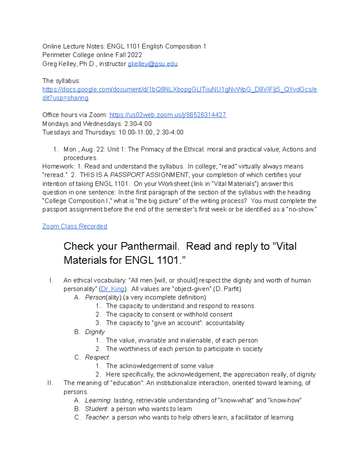 Online Lecture Notes - , instructor gkelley@gsu The syllabus: - Studocu