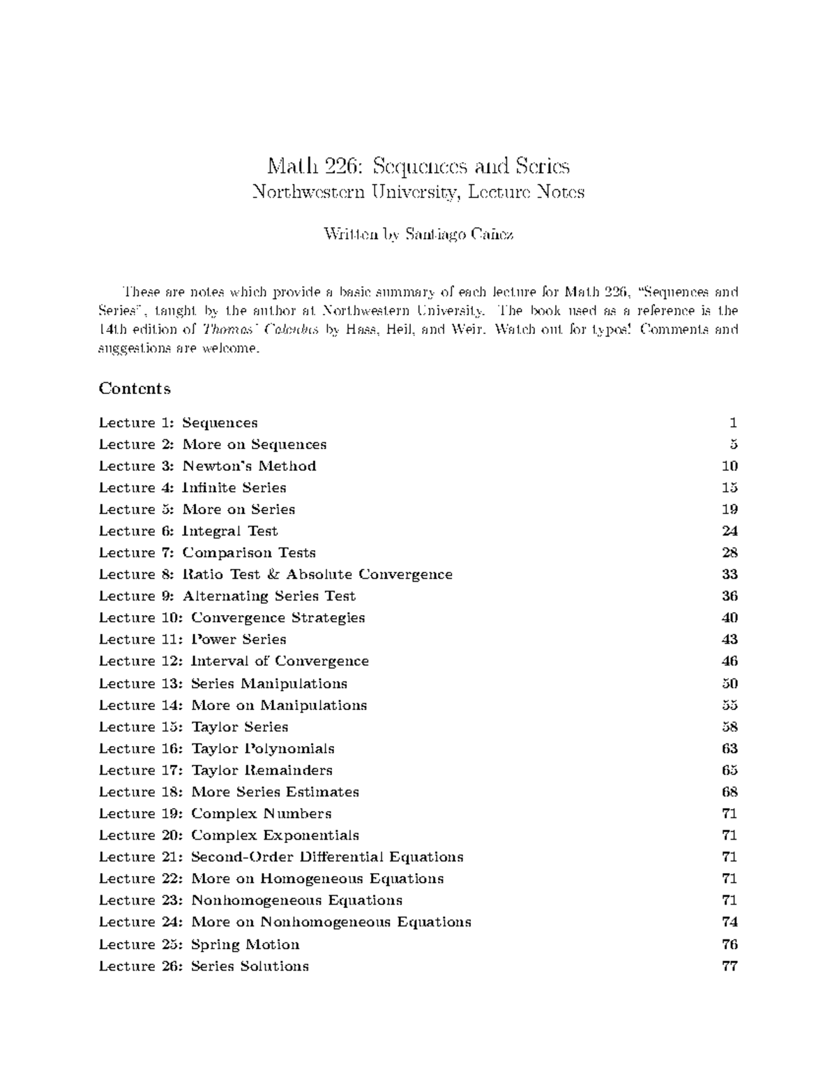 Sequence and Series -Univlecture-notes-226 - Math 226: Sequences and ...