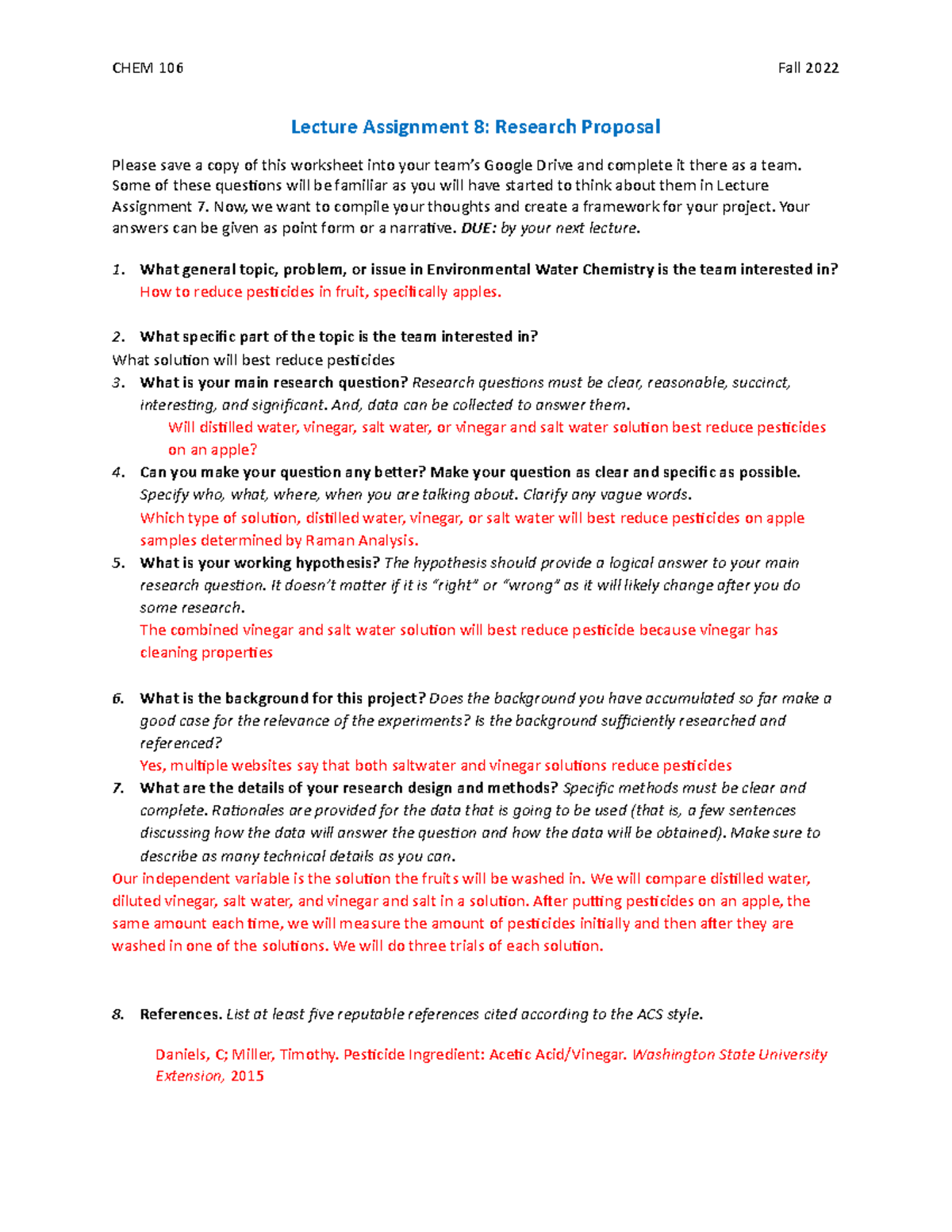 LA8 Research Proposal F22 - CHEM 106 Fall 2022 Lecture Assignment 8 ...