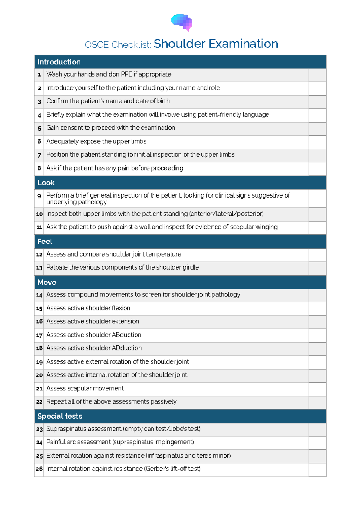 Shoulder-Examination - OSCE Checklist: Shoulder Examination ...