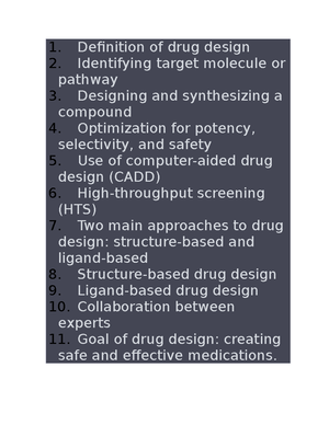 Drugdesign 1-2 - Drug design full notes - Definition of drug design ...