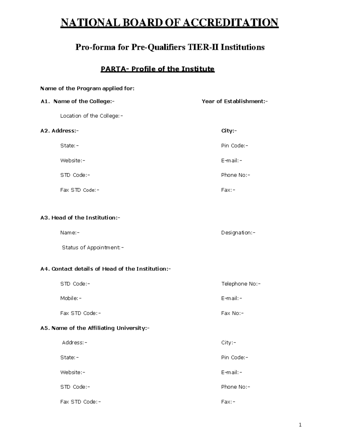 Pre-qualifiers-ii - Not required - NATIONAL BOARD OF ACCREDITATION Pro ...