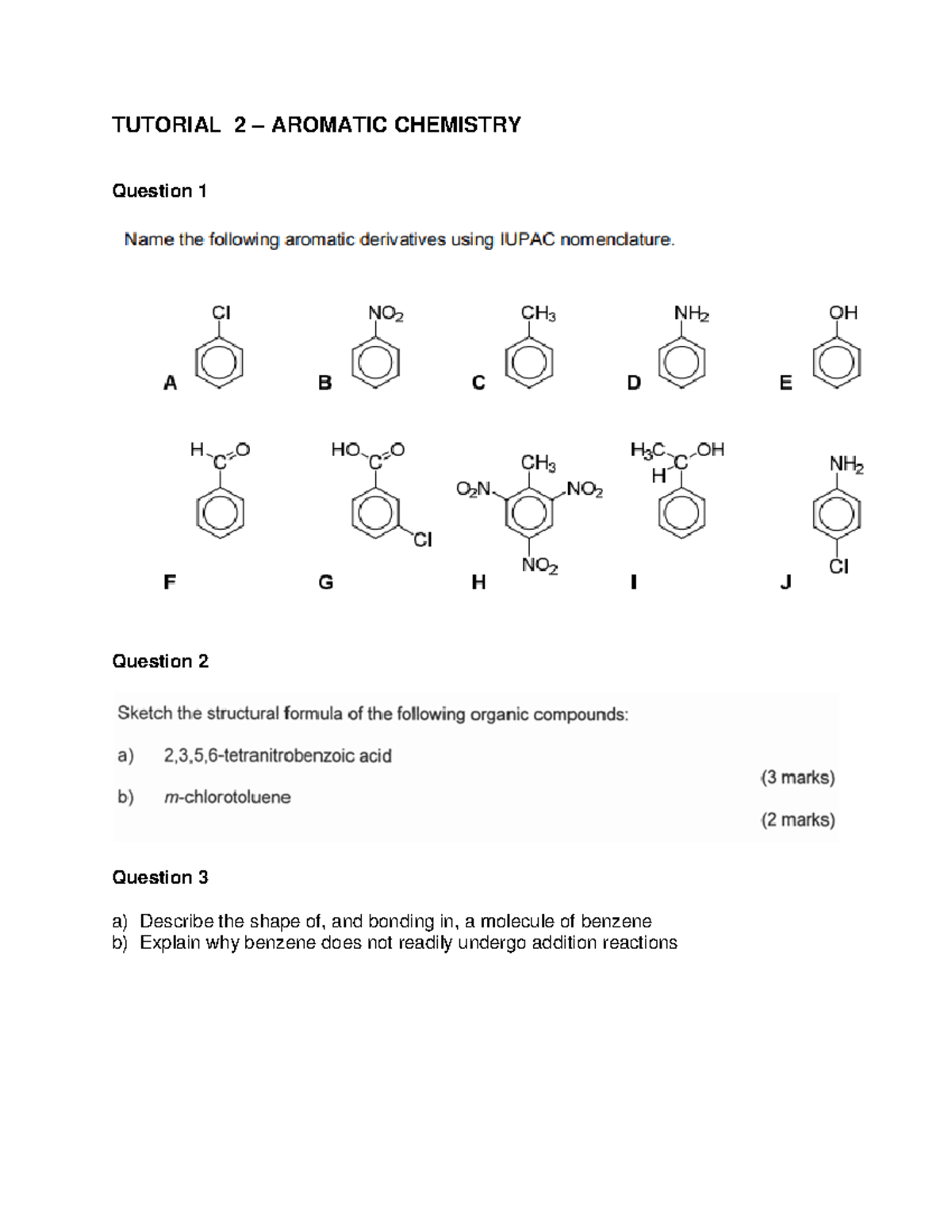 Tutorial 2- aromatic chemistry - Fluid Mechanics - TUTORIAL 2 ...