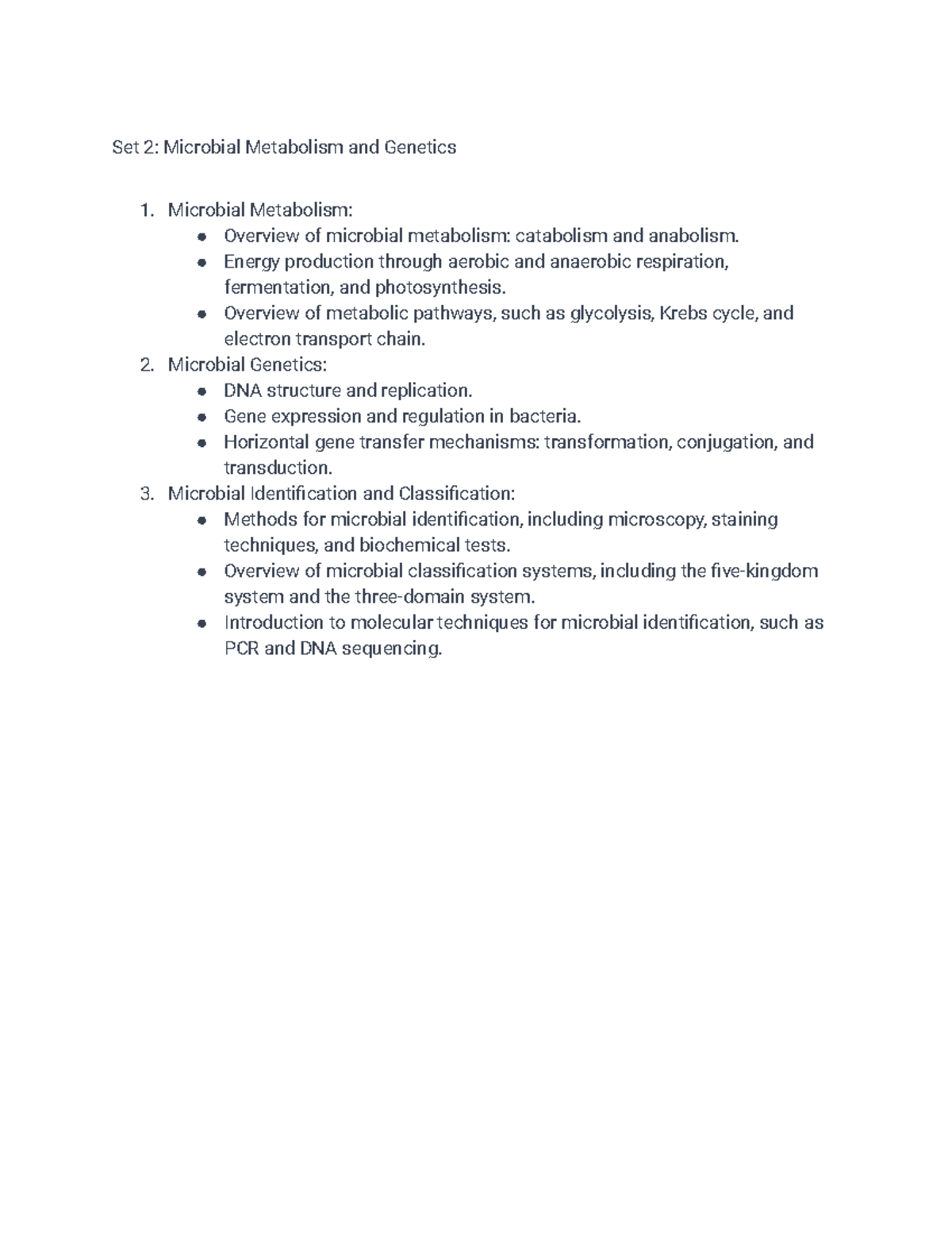 Set 2 Microbial Metabolism and Genetics - Set 2: Microbial Metabolism ...