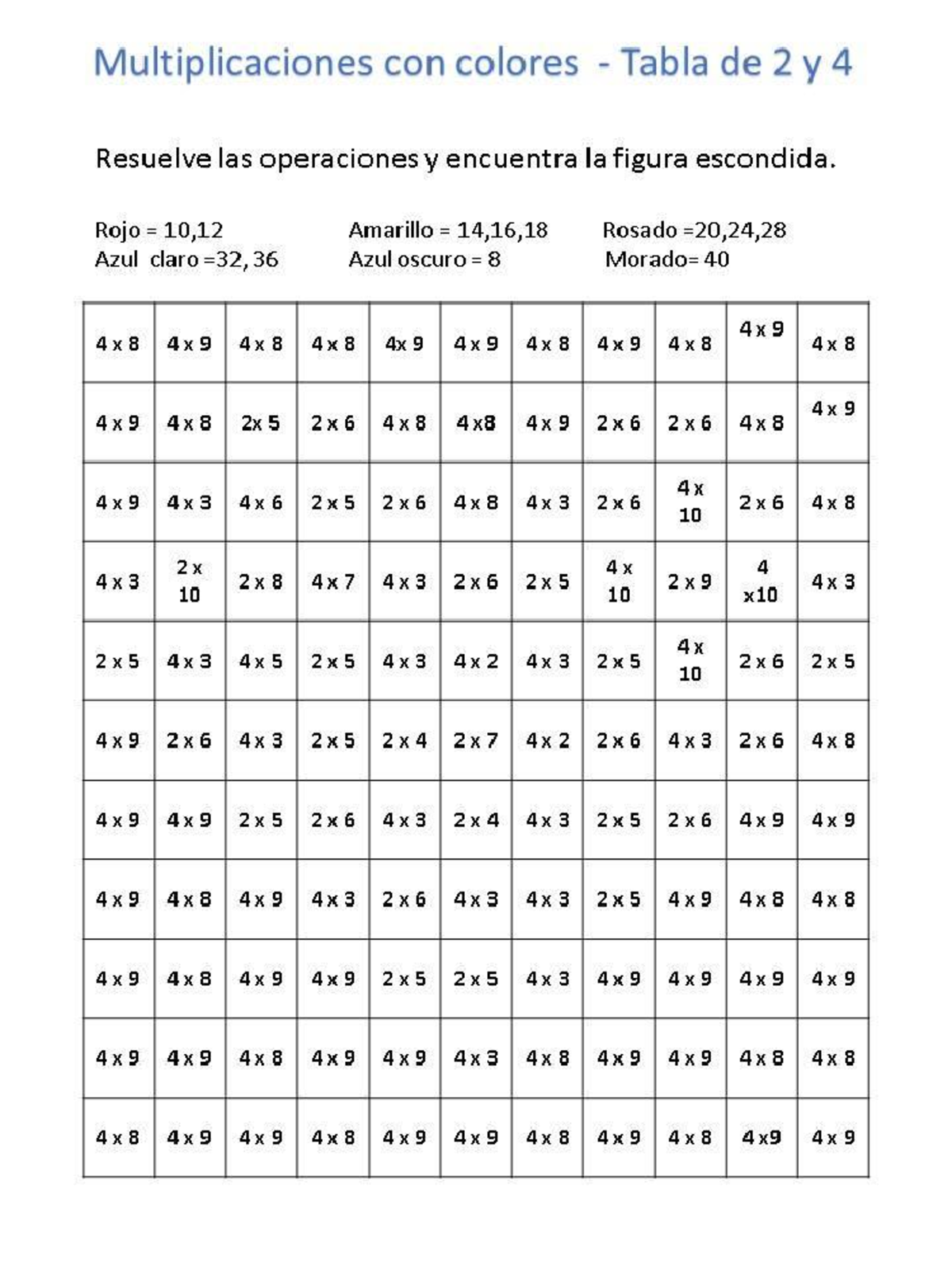 Multiplica Colore Amor Amistad MEEP - Matemáticas - Studocu
