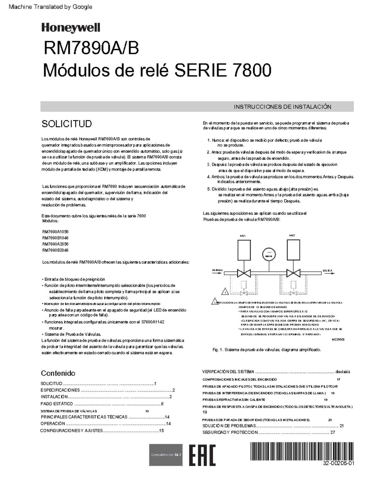 Honeywell-RM7890A-B-Instructions - SEGUNDOS: SE REQUIERE UNA VÁLVULA ...