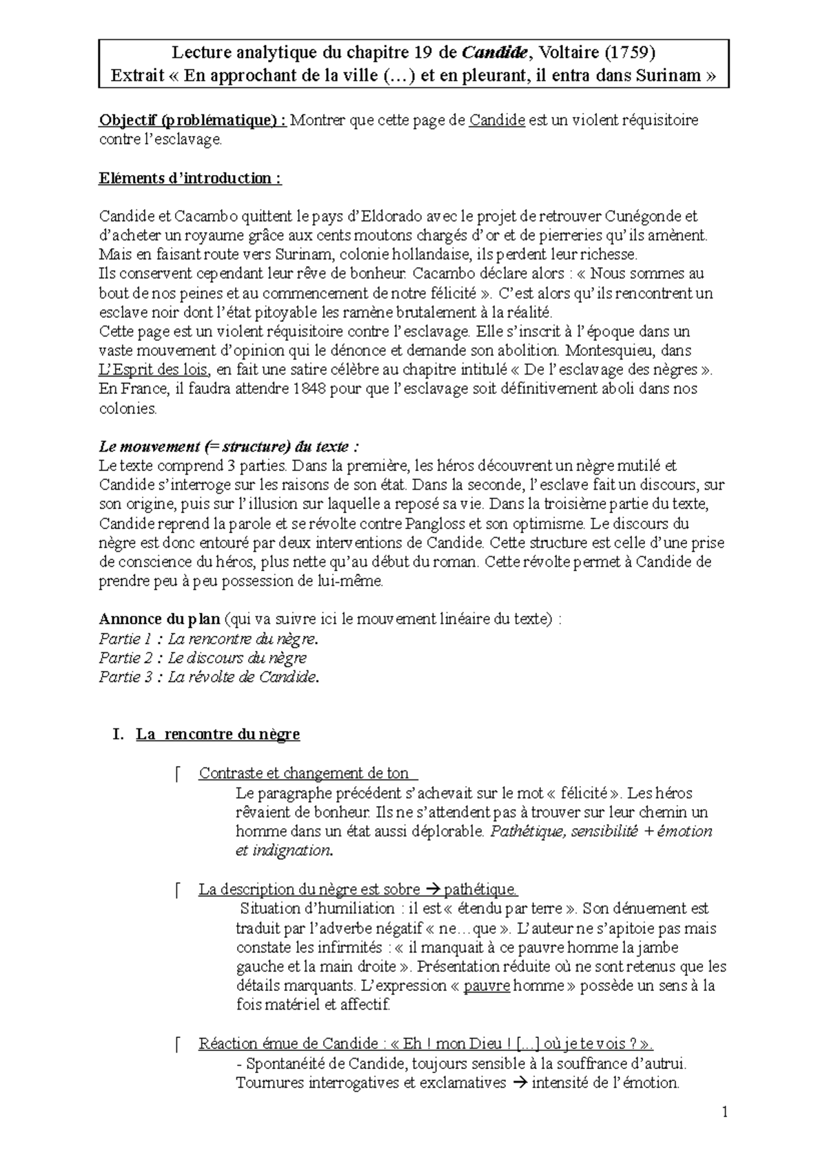 Lecture-analytique le-necc80gre-de-surinam chap-19 candide - Lecture ...