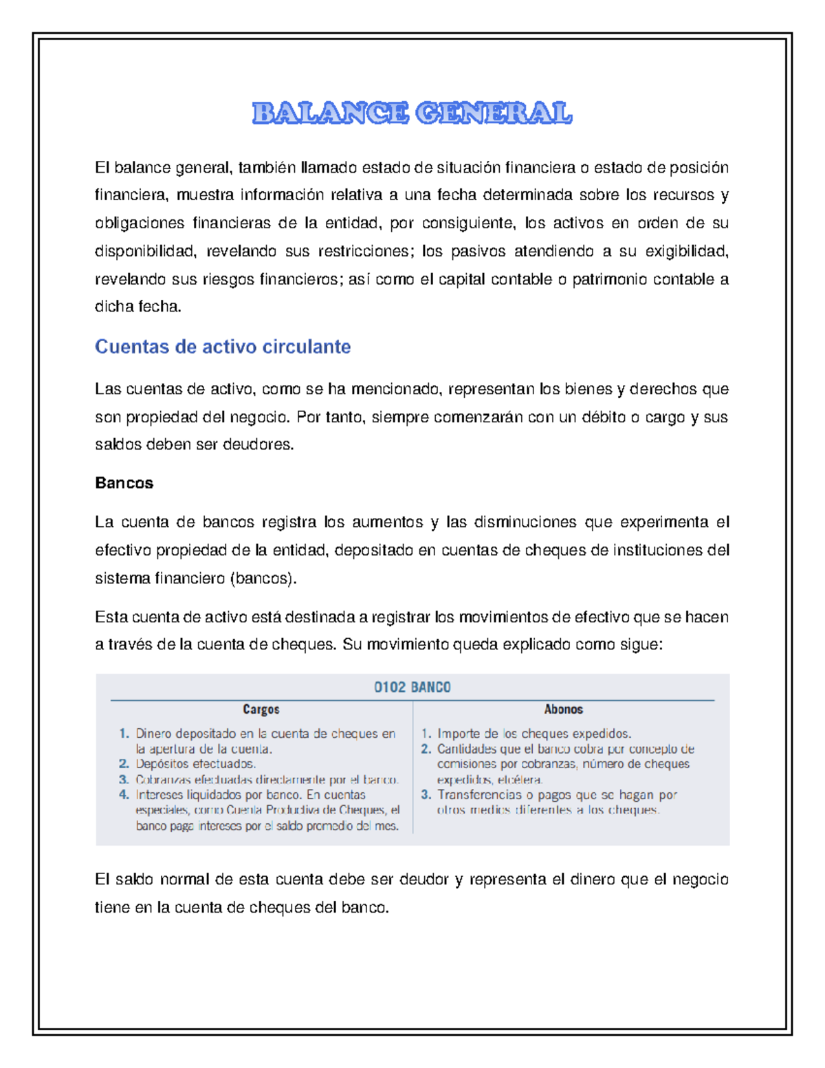 Catalogo de cuentas - El balance general, también llamado estado de ...