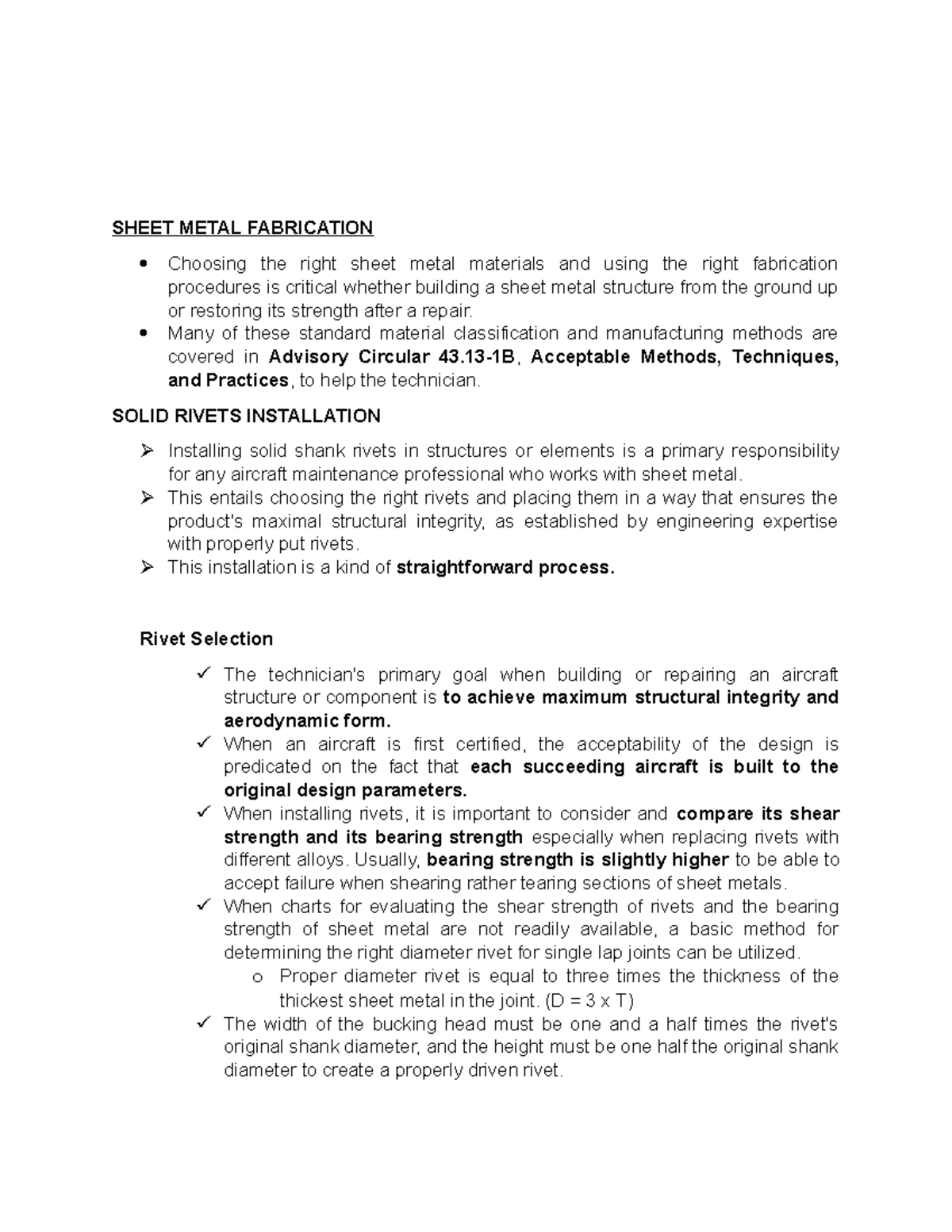 Reviewer ( Sheet Metal Fabrication) (Autosaved) - SHEET METAL ...