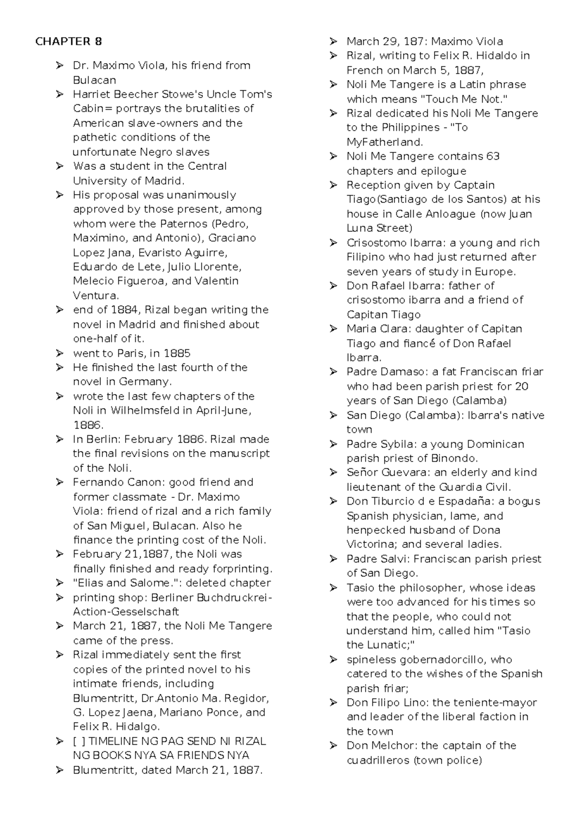 Major in rizal - good for review - CHAPTER 8 Dr. Maximo Viola, his ...