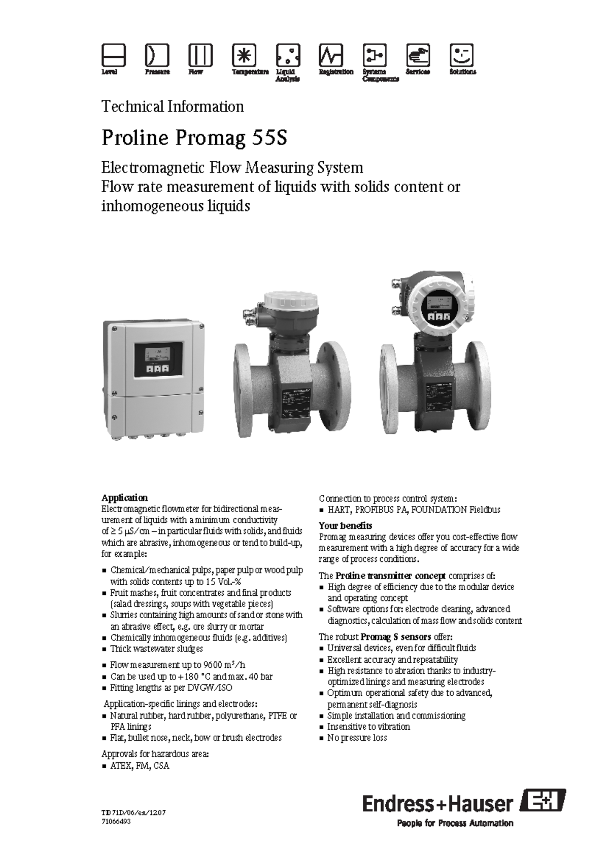 Endress Hauser Promag 55S User Manual - TI071D/06/en/12. 71066493 ...