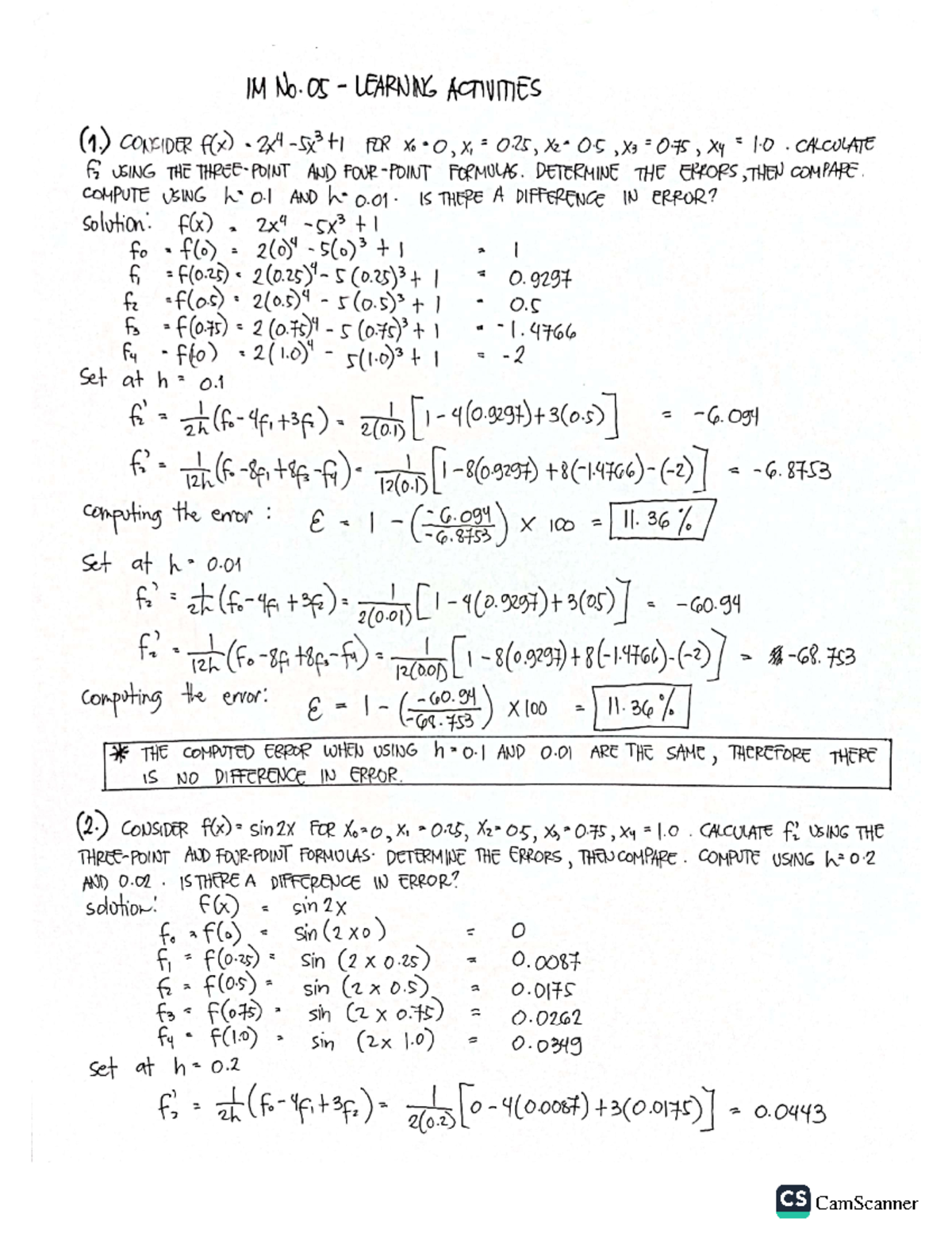 Advanced Mathematics - Learning Activity 5 - Mechanical Engineering - CamScanner CamScanner ...