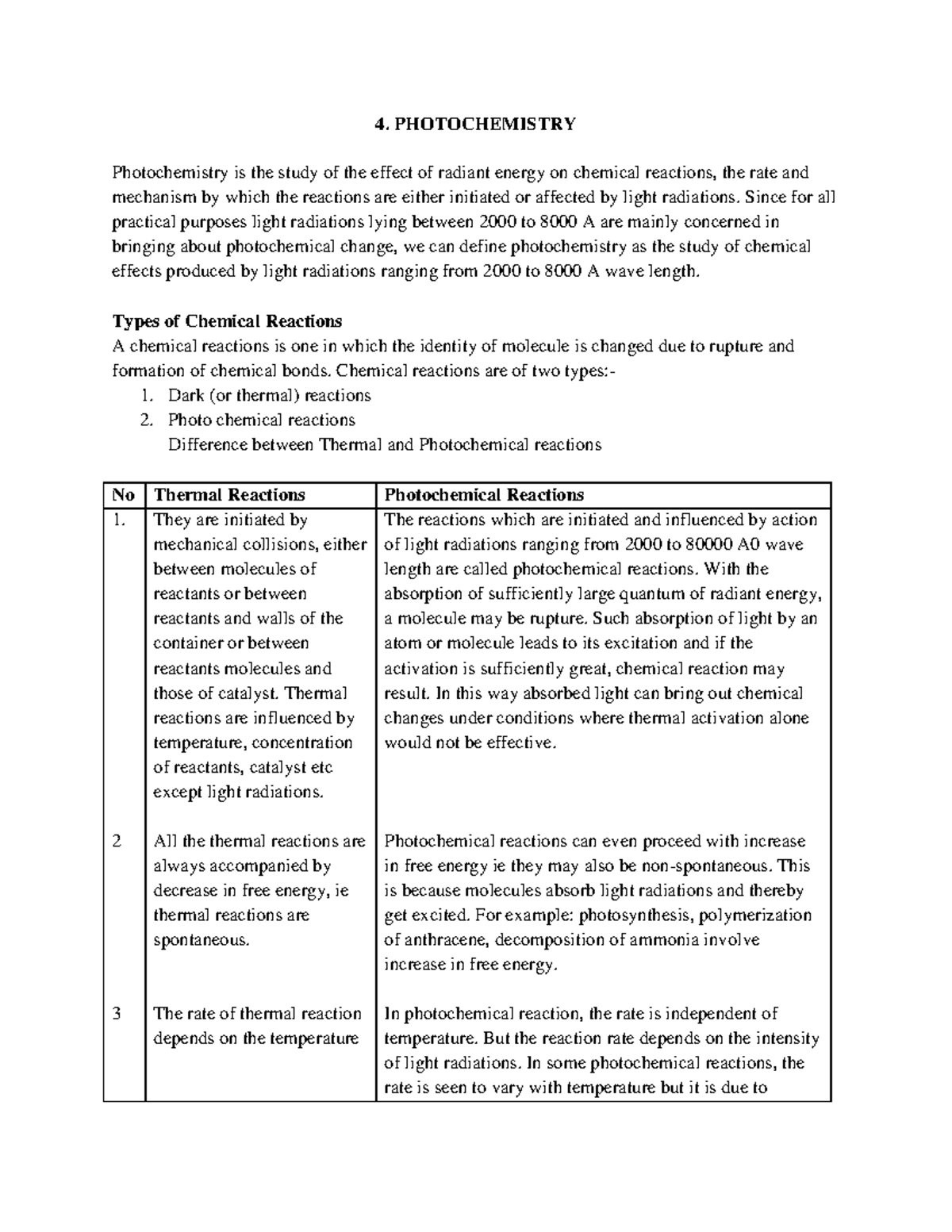 Lecture 13 Photo Chemical Reactions - 4. PHOTOCHEMISTRY Photochemistry ...