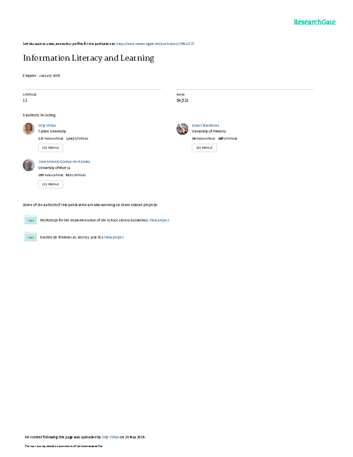 Information Literacy and Learning - See discussions, stats, and author ...