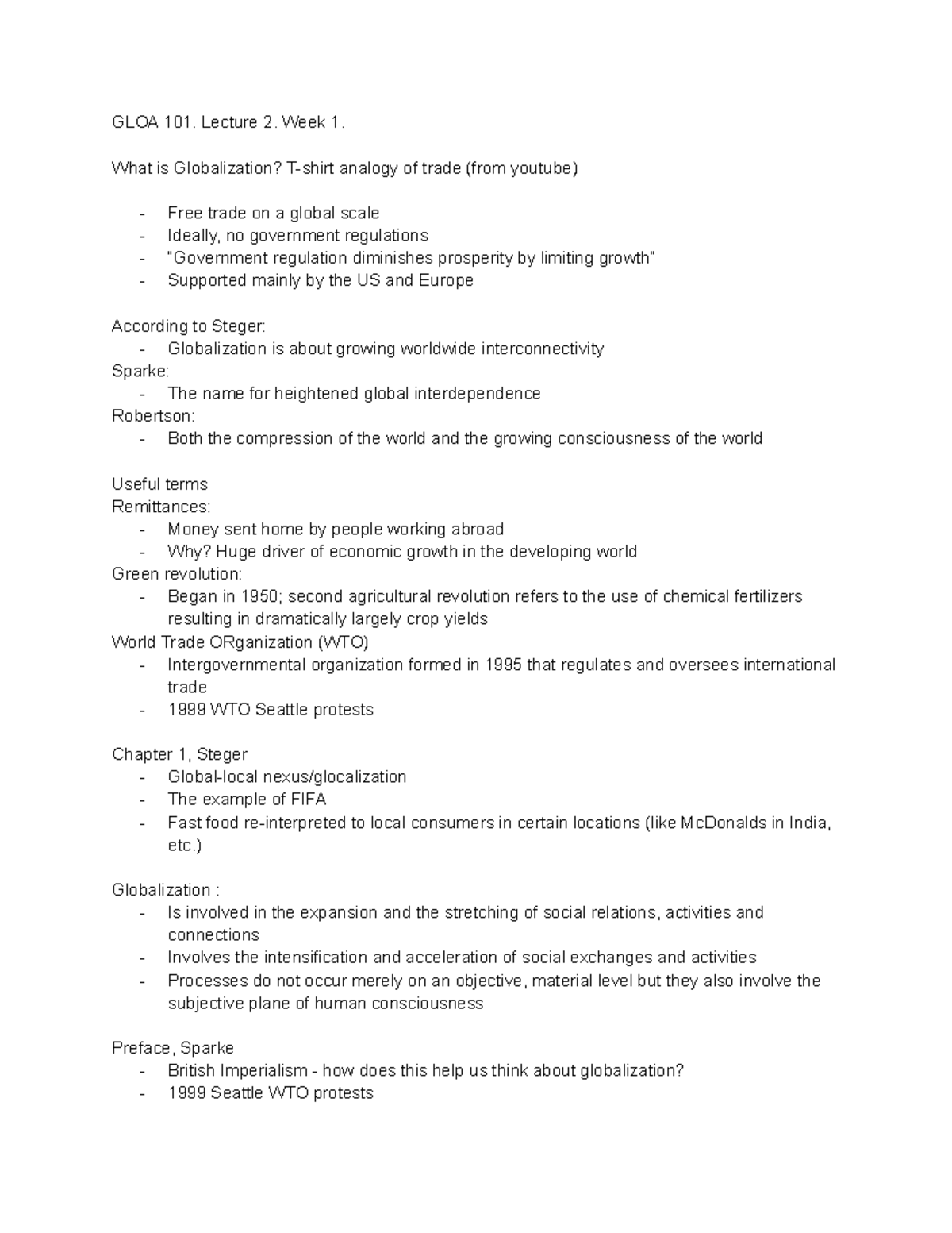 GLOA 101 Lecture 2. Week 1 - GLOA 101. Lecture 2. Week 1. What is ...