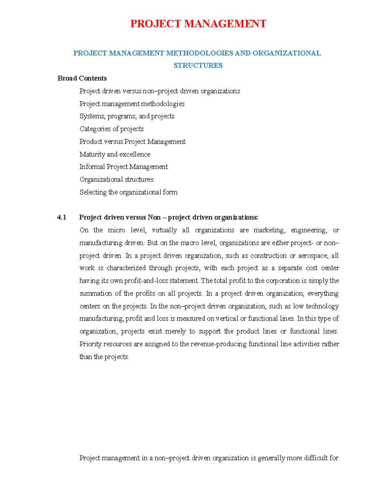 Ch03 Project Management Methodologies - PROJECT MANAGEMENT PROJECT ...