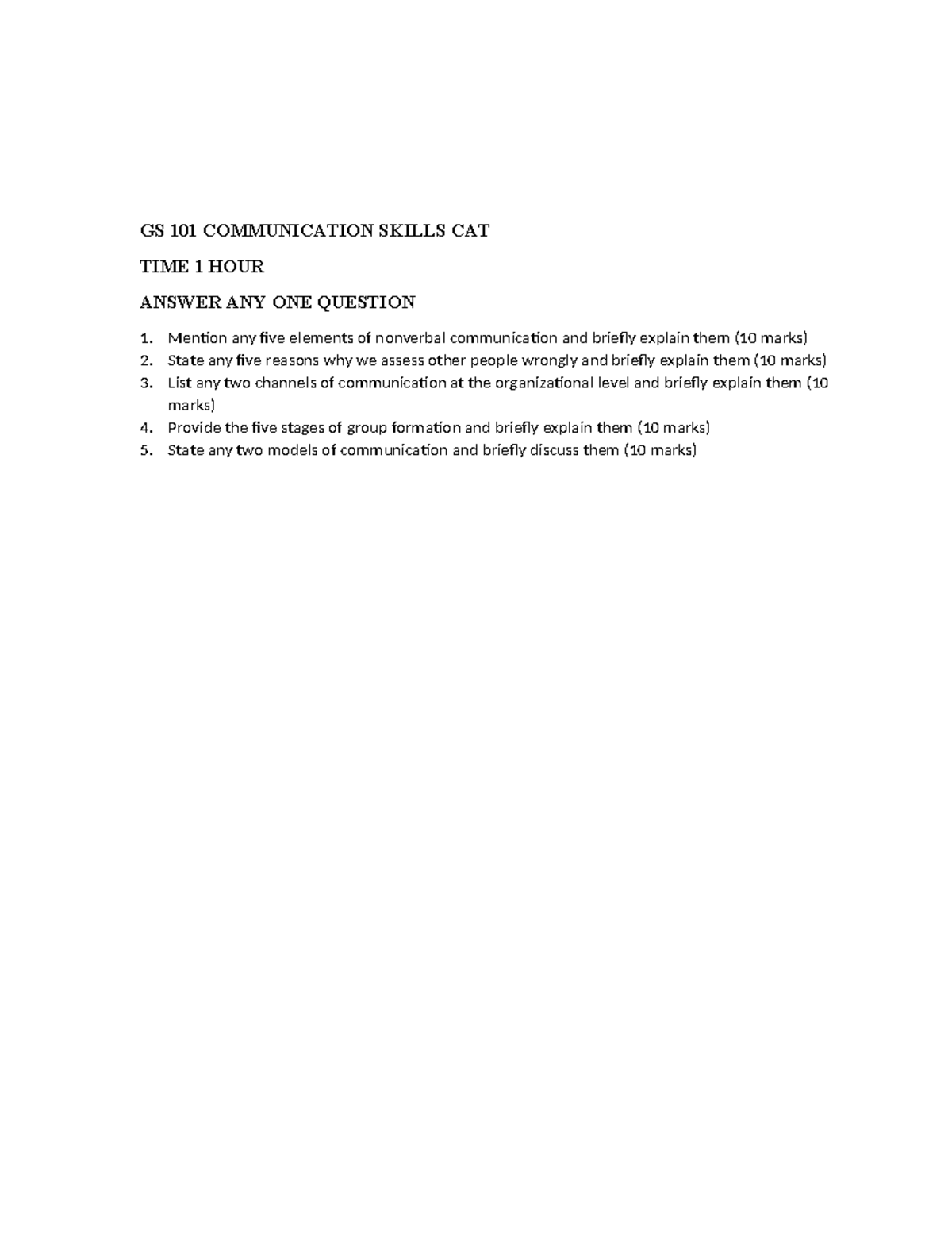 GS 101 CAT October 2024 - studying material based off of a CAT - GS 101 ...