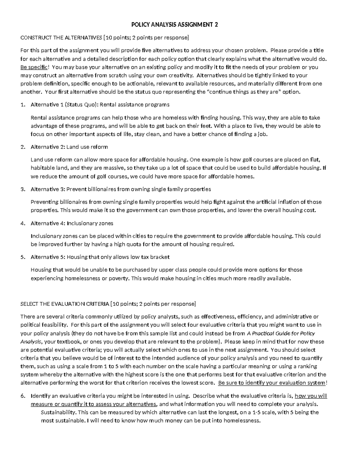 Assignment 2 Online Instructions - POLICY ANALYSIS ASSIGNMENT 2 ...