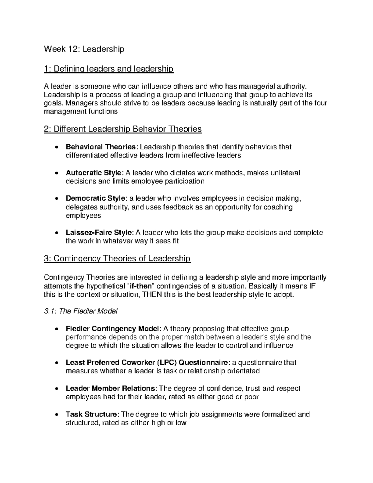 CB2300 Leadership - Week 12: Leadership 1: Defining leaders and ...