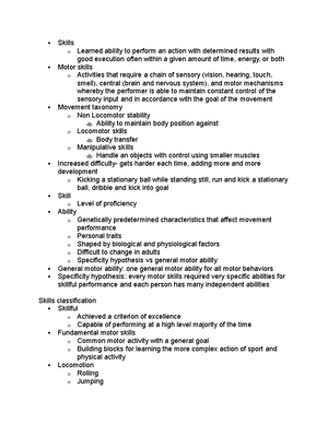 Motor learning ch 5 - notes - Factors associated with motor movements ...