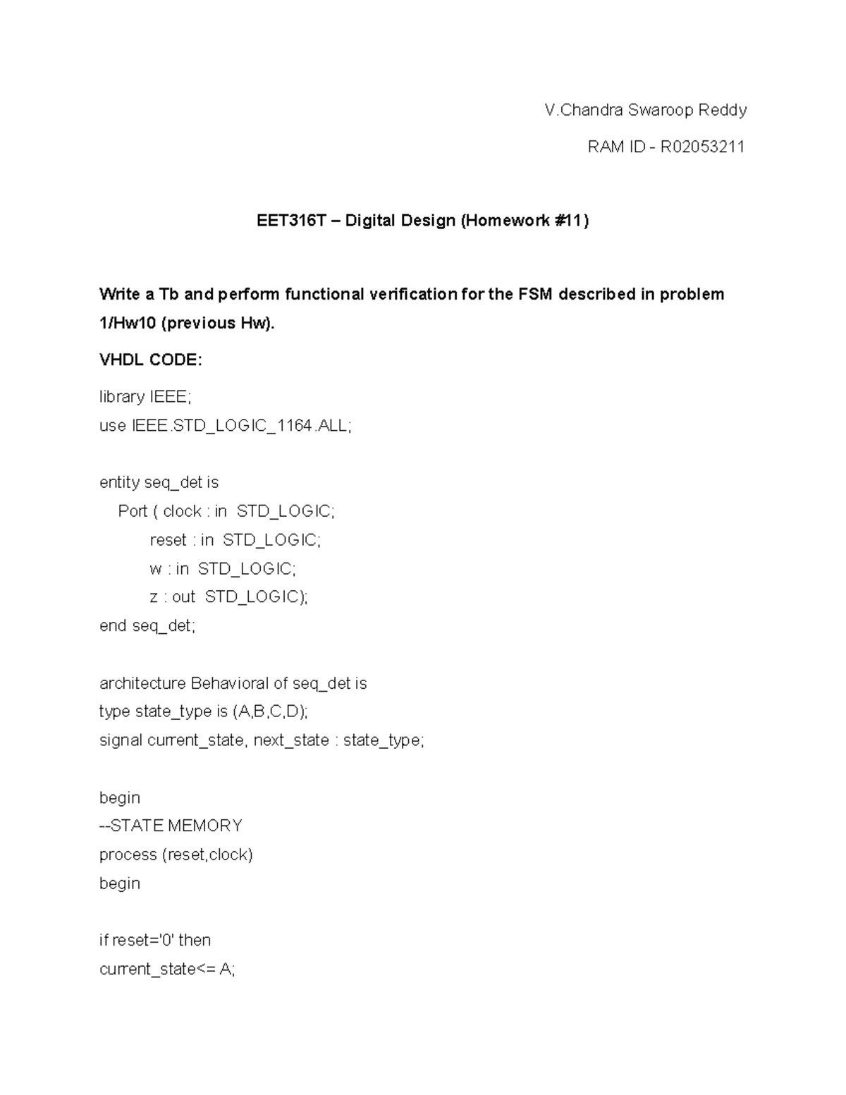 Homework #11 - Write a Tb and perform functional verification for the ...
