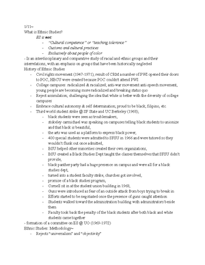 Ethnic Studies 101; Week 10 Notes - Week 10 Ethnic Studies 101 Notes ...