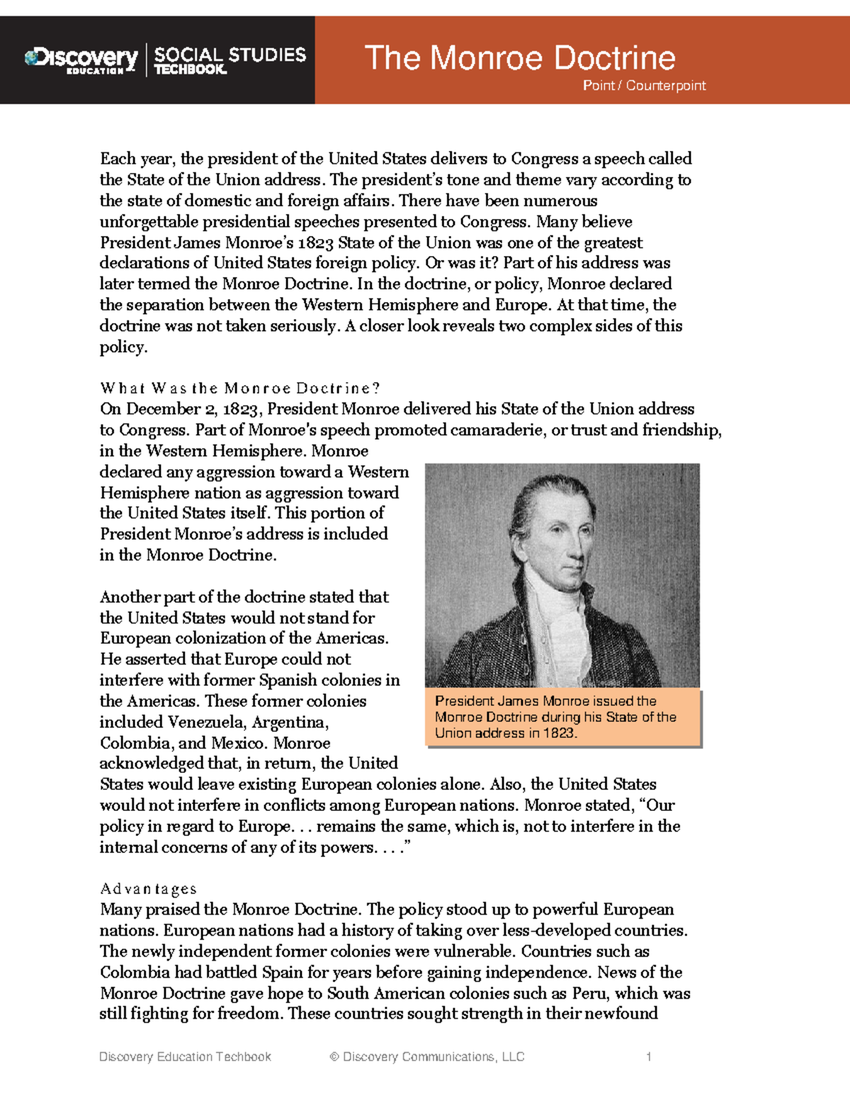 Monroe Doctrine Article Questions 230131 155449 - Point / Counterpoint ...