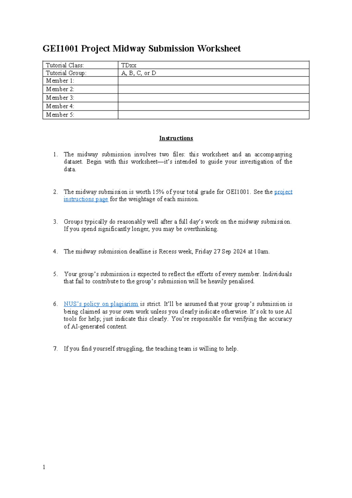 Project-midway Submission - GEI1001 Project Midway Submission Worksheet ...