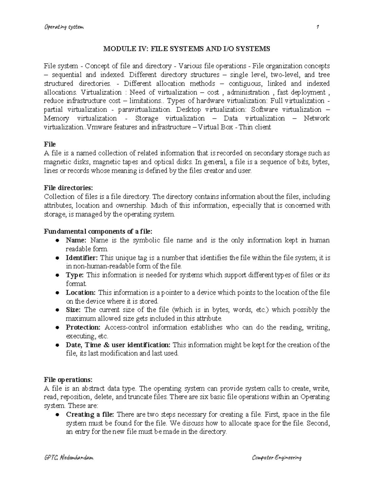 Os 4th Module File Management Module Iv File Systems And Io Systems File System Concept