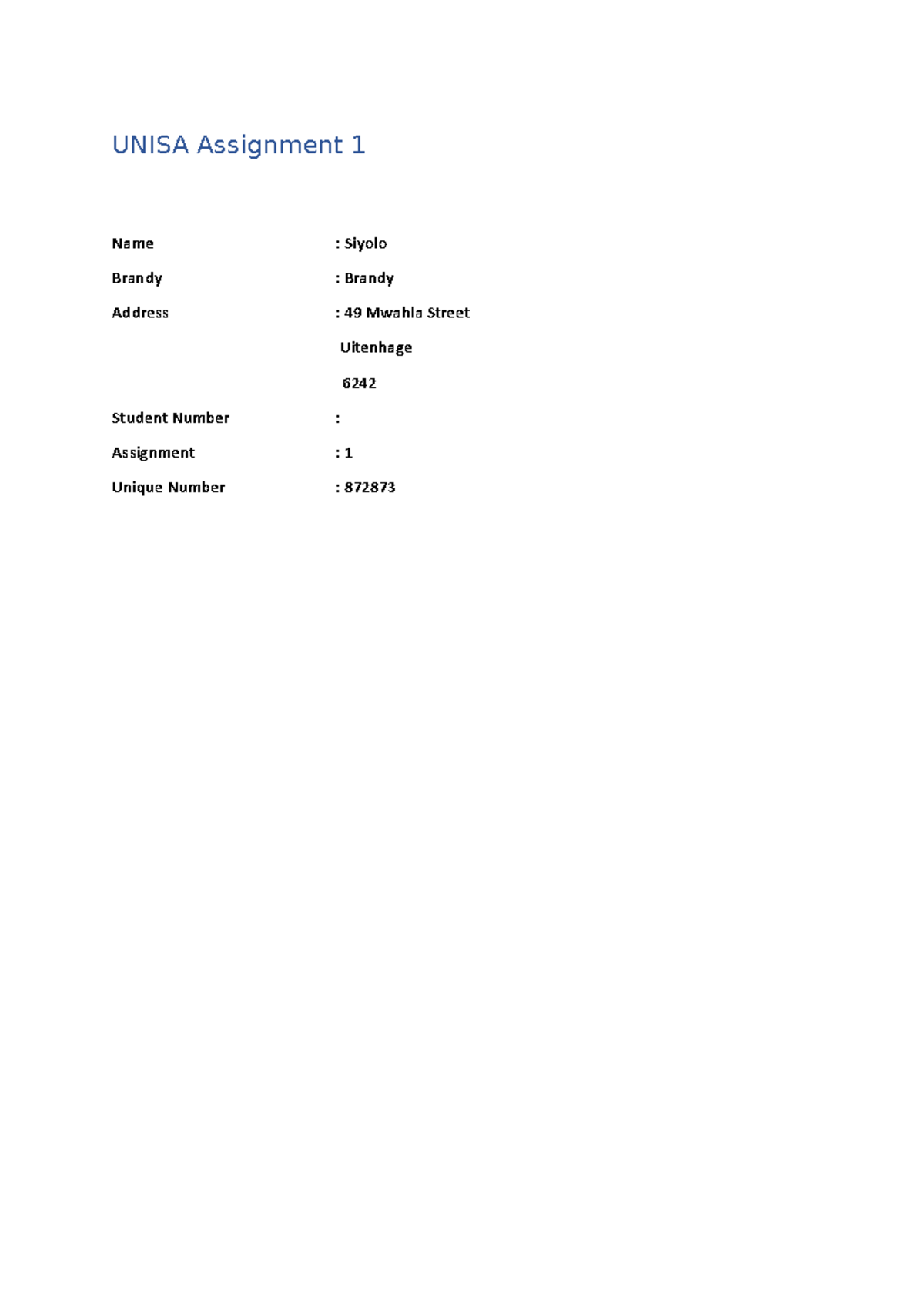 ENN1501 Assignment one on email writting - UNISA Assignment 1 Name ...