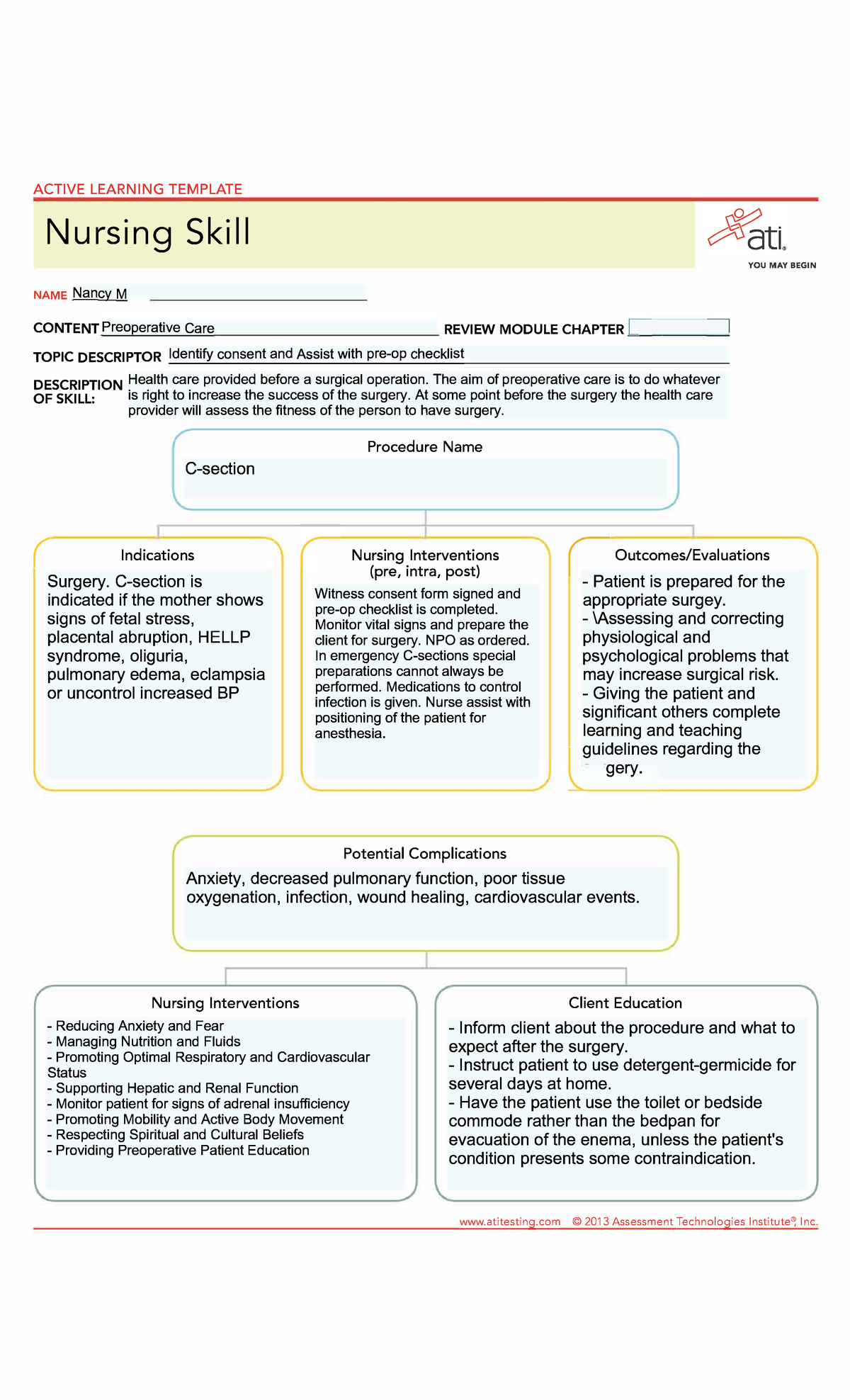 Identify consent and assist with pre-op checklist - ACTIVE LEARNING ...
