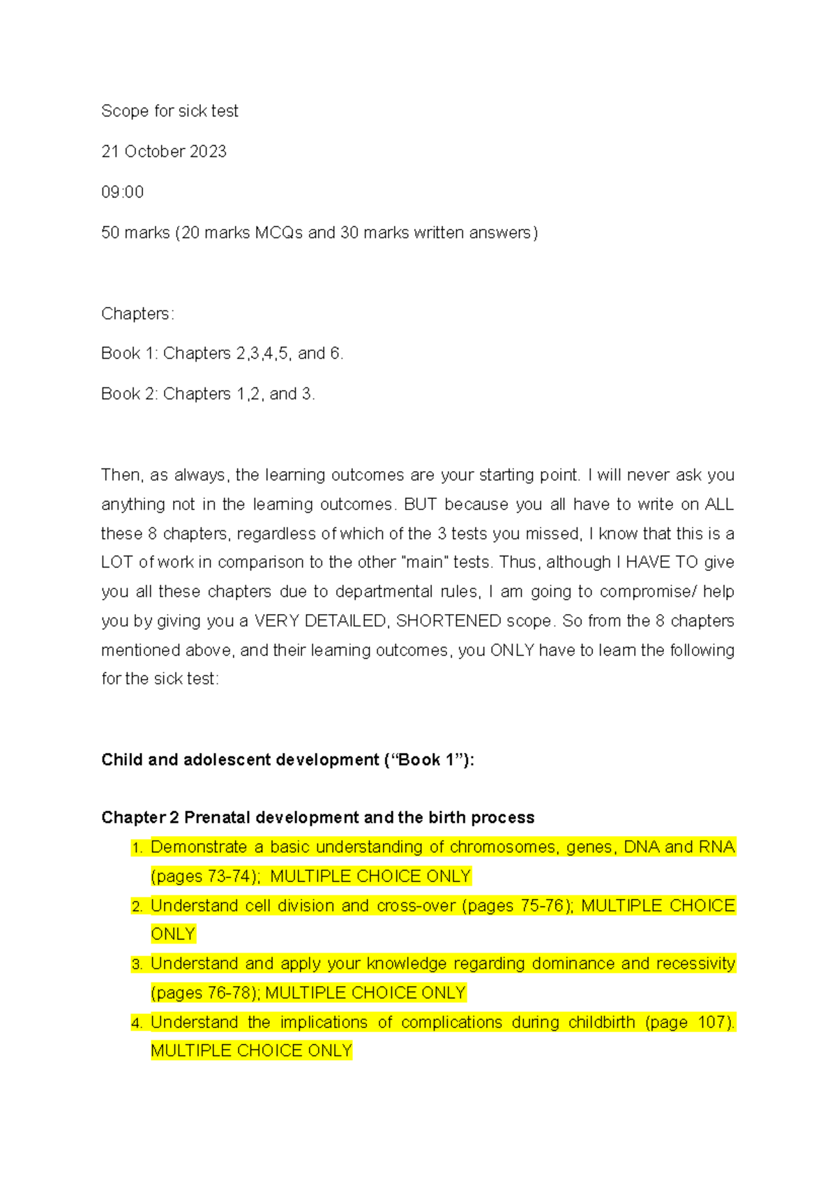 Detailed scope for sick test PSDE1624 2023 - PSDE1624 - UFS UV - Studocu