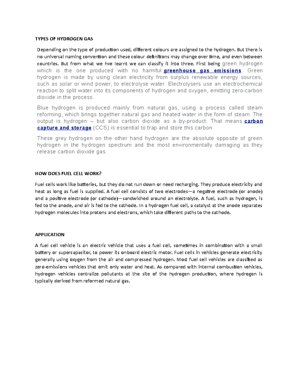Types OF Hydrogen GAS - TYPES OF HYDROGEN GAS Depending on the type of ...