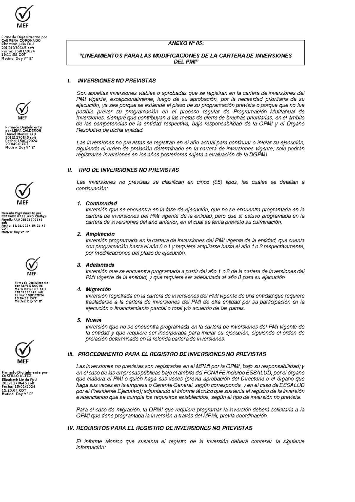 Anexo 5 directiva 001 2019 EF6301 - I. INVERSIONES NO PREVISTAS Son ...