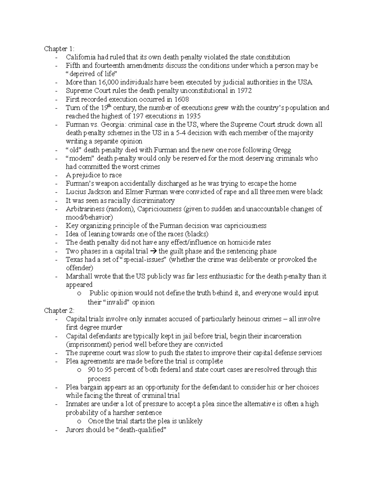 Deadly justice notes chapt. 1-2 - Chapter 1: - California had ruled ...