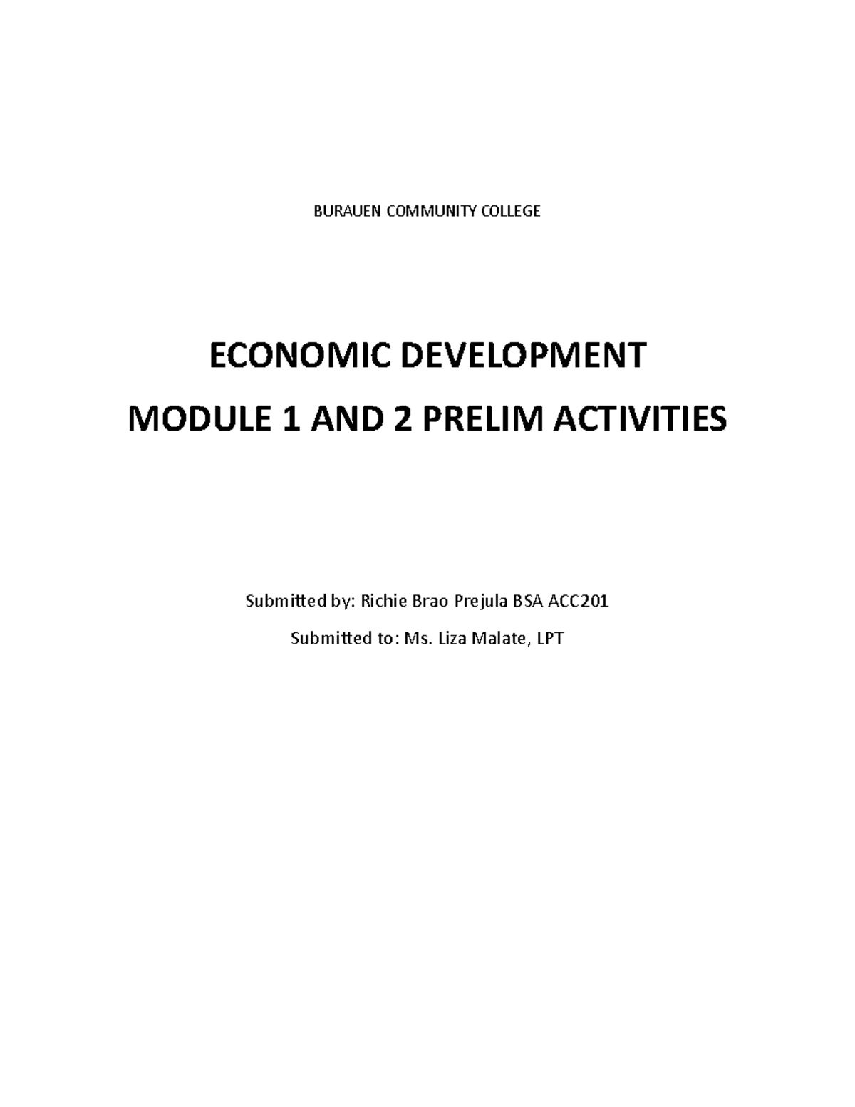 2.4 TAK Grado HINE Punyeta - BURAUEN COMMUNITY COLLEGE ECONOMIC ...