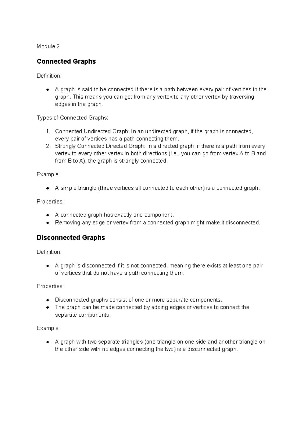 Module 2b - Module 2 Connected Graphs Definition: A graph is said to be ...