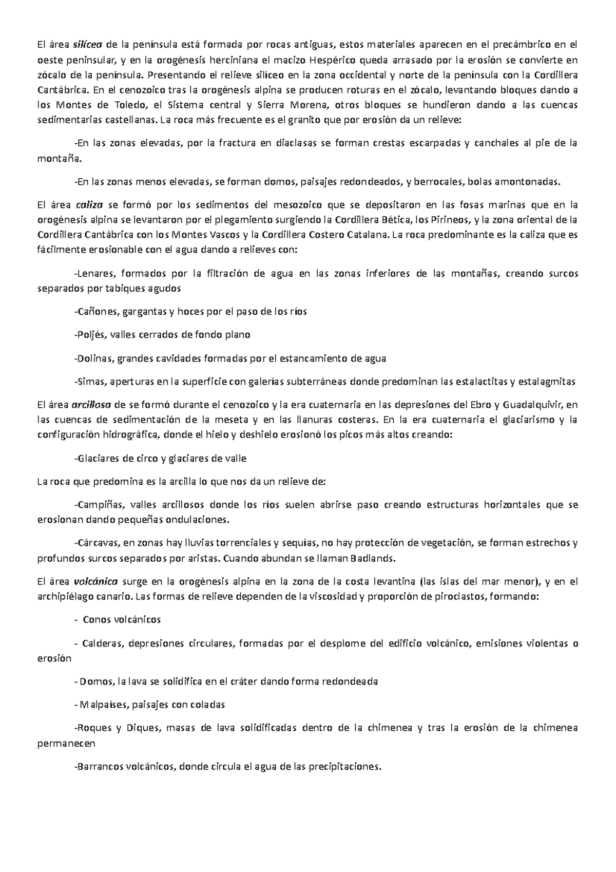 1. Litología - El área silícea de la península está formada por rocas ...