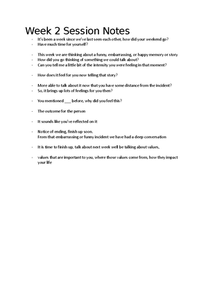 Session 4 Notes - Session 4 - How are you? - How has your week been ...